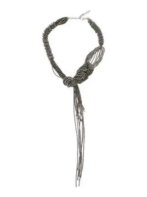 Brunello Cucinelli Silver-colored Necklace With Lobster Clasp And All-over Monili Design In Metal For - Multicolor