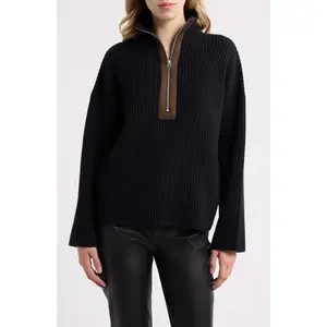 Rag & Bone Sigrid Half-zip Wool Sweater - Black
