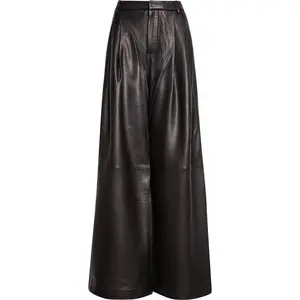 L'Agence Chelsy Wide Leg Leather Pants - Black