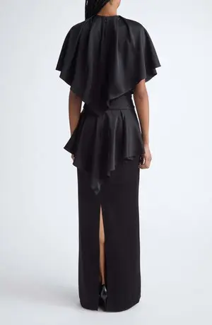 Stella McCartney Lace Trim Satin Cape Gown