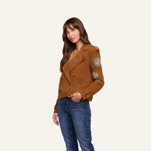 L'Agence Xoey Cropped Crystal Trench Coat