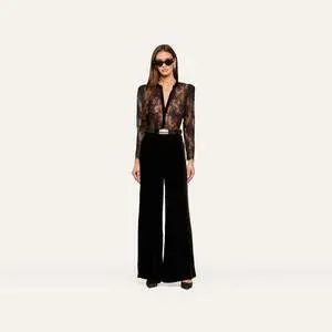 L'Agence Dorothea Velvet Lace Blouse Top