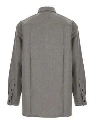 Bottega Veneta Compact Wool Flannel Shirt/sterling Melange