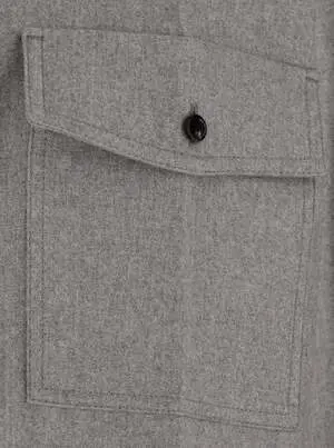 Bottega Veneta Compact Wool Flannel Shirt/sterling Melange