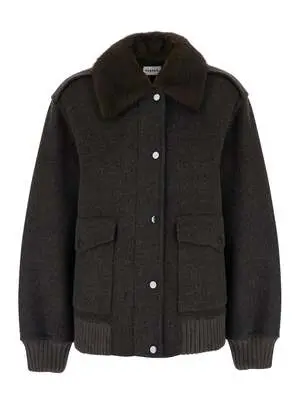 P.a.r.o.s.h Brown Jacket With Removable Fur Collar In Wool For - Multicolor