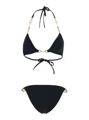 Gucci Black Bikini With Triangle Top And Adjustable Closure With Horsebit In Stretch Cotton For - Multicolor