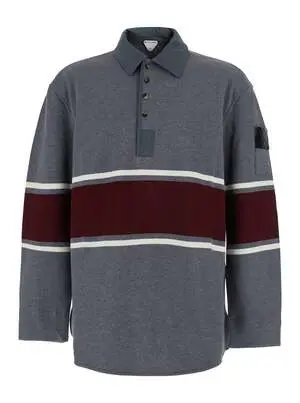 Bottega Veneta Collo Polo In Felpa Mega Riga - Gray