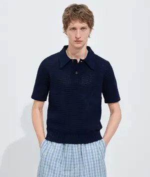 Bottega Veneta Cotton Crochet Polo