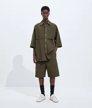 Bottega Veneta Macro Intreccio Cotton Shorts - Wader Green