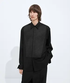 Bottega Veneta Wool Grain De Poudre Shirt - Double Black