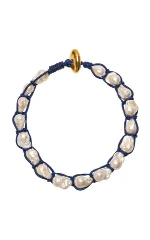 LIZZIE FORTUNATO Catch Collar In Baroque Pearl - Blue