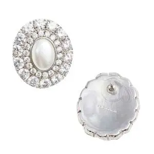 SELF-PORTRAIT Oval Crystal Pearl Earrings