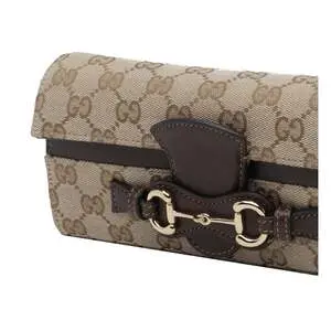 Gucci Gg Logo Horse Clip Chain Wallet - Cream