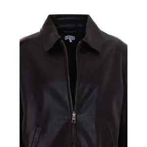 Loewe Zip Leather Jacket With Mini Anagram Logo - Brown