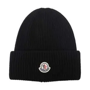 Moncler Logo Patch Beanie - Black