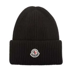 Moncler Logo Patch Beanie - Brown