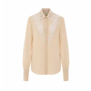 Fendi Georgette Shirt With Peonia Lace Detail - White