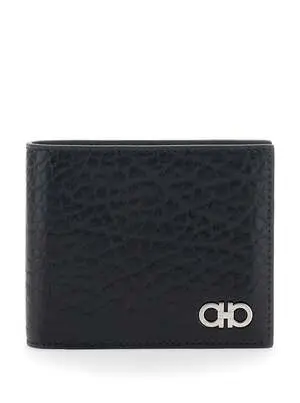 FERRAGAMO Revival' Black Wallet With Gancini Buckle On The Front In Grained Leather - Multicolor