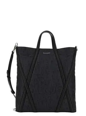 Alexander McQueen The Harness' Black Tote Bag With Logo Detail In Nylon - Multicolor