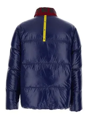 Moncler Throttle' Blue Reversible Down Jacket With Removable Sleeves And Logo Patch On The Front In Tech Fabric Stretch - Multicolor
