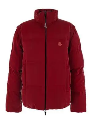 Moncler Throttle' Blue Reversible Down Jacket With Removable Sleeves And Logo Patch On The Front In Tech Fabric Stretch - Multicolor