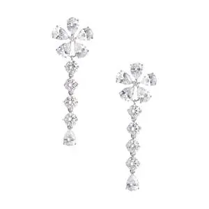 SELF-PORTRAIT Multi Crystal Flower Dangle Earrings - Silver