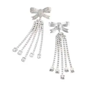 SELF-PORTRAIT Crystal Bow Droplet Earrings