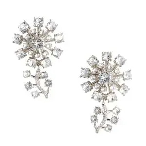 SELF-PORTRAIT Small Flower Crystal Earrings - Silver