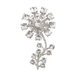 SELF-PORTRAIT Crystal Flower Brooch - Silver