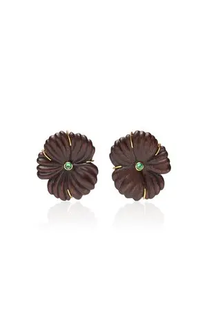 LIZZIE FORTUNATO New Bloom Studs In Acacia Wood - Brown