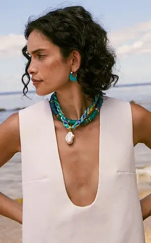 LIZZIE FORTUNATO Mini Organic Hoops In High Sea