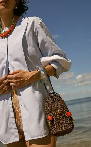 LIZZIE FORTUNATO Isola Woven Bag In Mocha