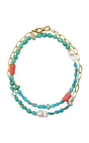 LIZZIE FORTUNATO Porto Covo Necklace In Turquoise Riviera - Blue