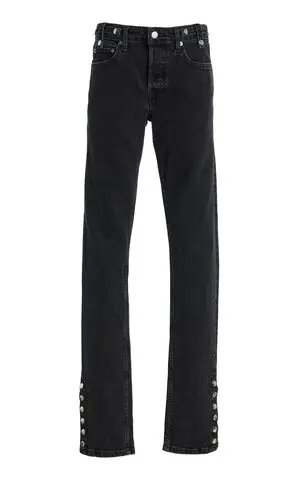 RE/DONE Britt Embellished Stretch Mid-Rise Straight-Leg Jeans