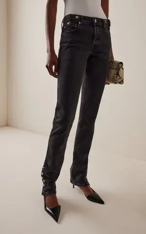 RE/DONE Britt Embellished Stretch Mid-rise Straight-leg Jeans
