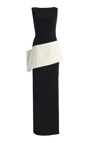 Rachel Gilbert Exclusive Rick Color-blocked Crepe Gown - Black