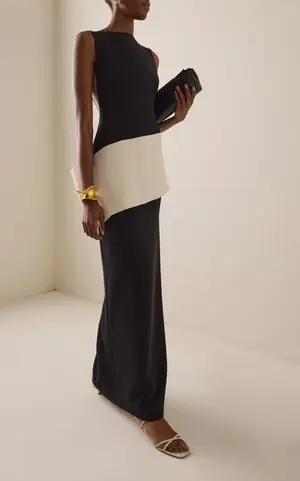 Rachel Gilbert Exclusive Rick Color-blocked Crepe Gown
