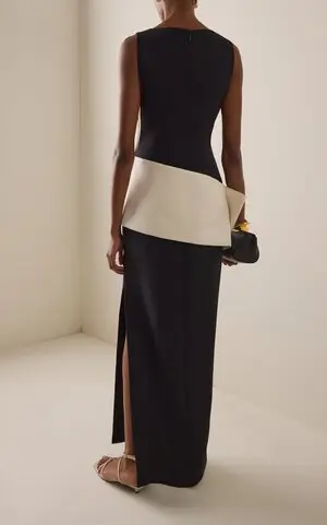 Rachel Gilbert Exclusive Rick Color-blocked Crepe Gown