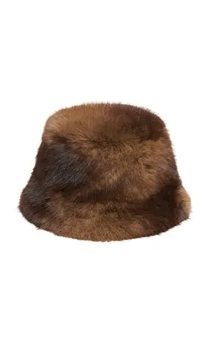 Apparis Gilly Faux Mink Fur Bucket Hat - Brown
