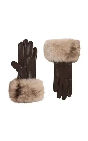 Apparis Betty Faux Mink Gloves - Brown