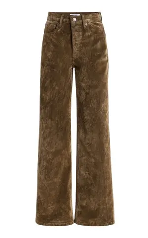 RE/DONE Flock Stretch High-rise Wide-leg Jeans - Brown