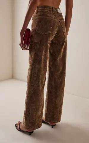 RE/DONE Flock Stretch High-rise Wide-leg Jeans