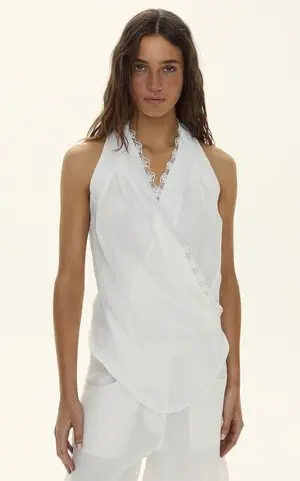 CURATORIA Niebla Linen-cotton Randa Top