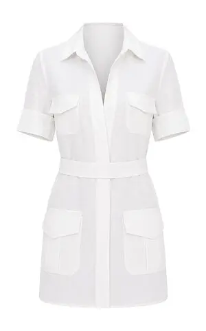 CURATORIA Alba Linen Mini Dress - White