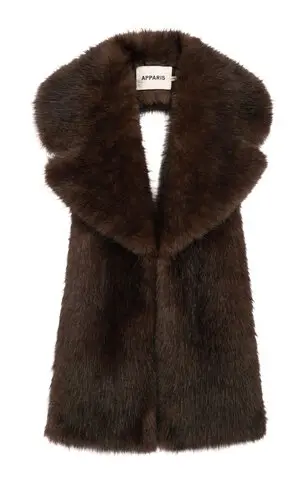 Apparis Mia Faux Sable Fur Collar - Brown