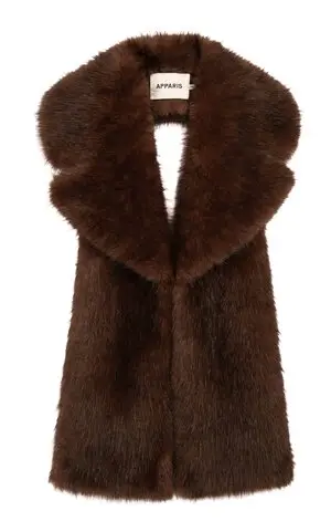 Apparis Mia Faux Sable Fur Collar - Brown
