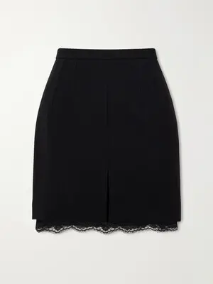Dolce & Gabbana Lace-trimmed Wool-crepe Mini Skirt