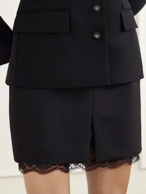 Dolce & Gabbana Lace-trimmed Wool-crepe Mini Skirt
