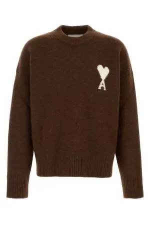 AMI Paris Chocolate Stretch Alpaca Blend Sweater - Brown