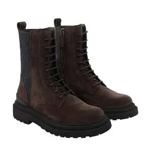 Brunello Cucinelli Suede And Wool Booties With Precious Detail